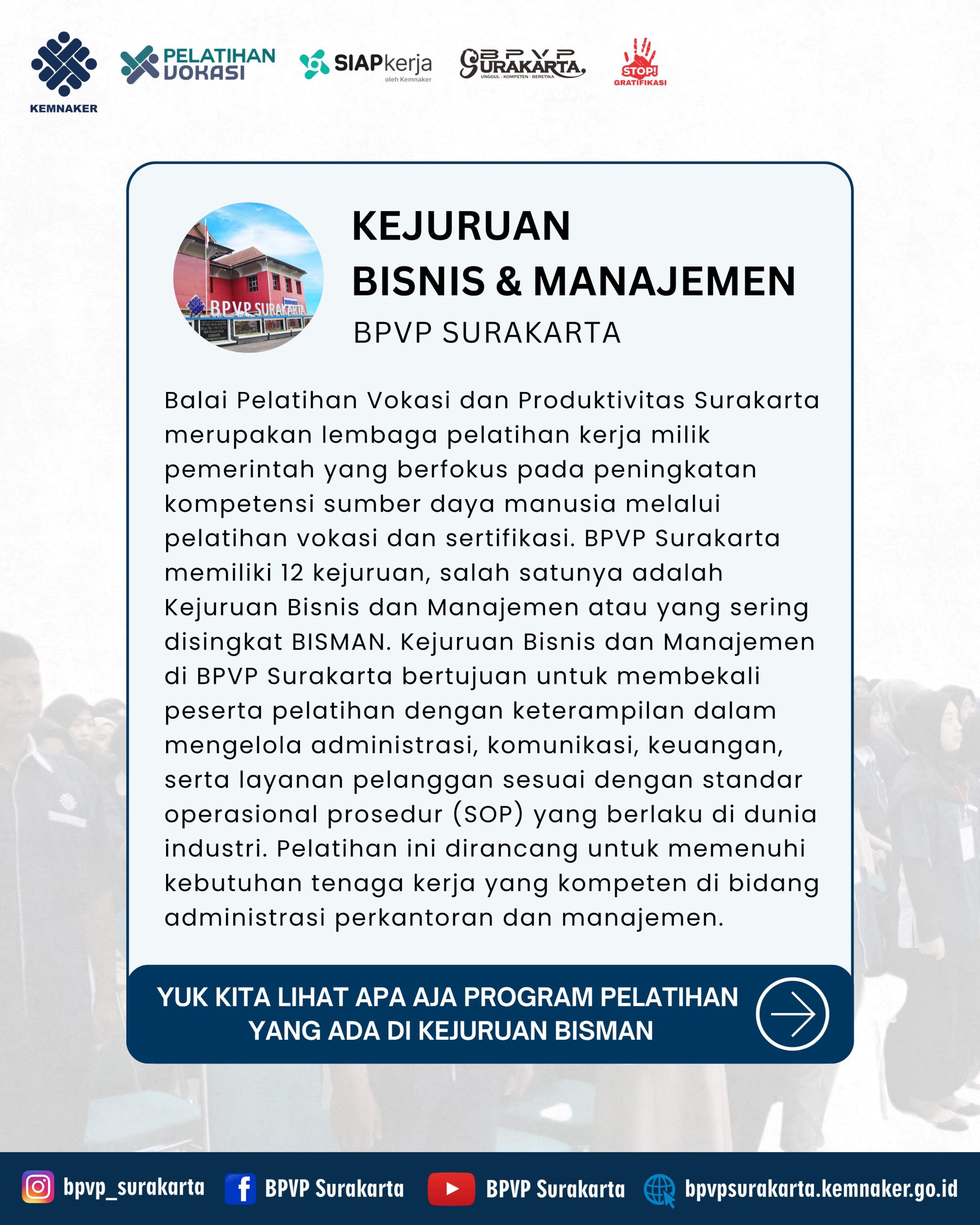 MENGENAL KEJURUAN BISNIS & MANAJEMEN BPVP SURAKARTA - Balai Pelatihan ...